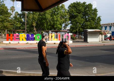 Monumental colored letters in the center of Hermosillo, Sonora, Mexico ...