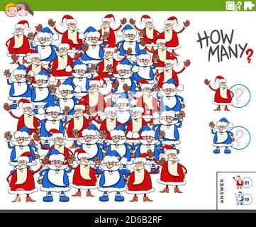 counting cartoon Santa Claus characters educational task Stock Vector ...