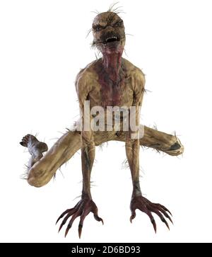 Straw man scarecrow monster isolated on white background 3d ...