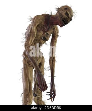 Straw man scarecrow monster isolated on white background 3d ...