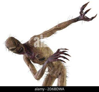 Straw man scarecrow monster isolated on white background 3d ...