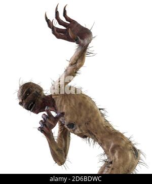 Straw man scarecrow monster isolated on white background 3d ...