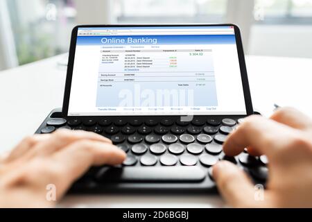 Online Bank Balance Check And Transfer Stock Photo - Alamy