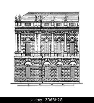 19th-century illustration depicting Palazzo Pandolfini in Florence ...