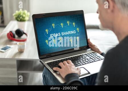 Laptop screen displaying an ideas sharing concept Stock Photo - Alamy