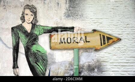 Street Sign the Direction Way to Moral Stock Photo - Alamy