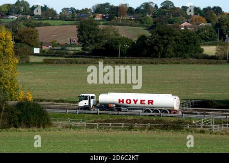 Hoyer tanker lorry on M40 motorway, UK Stock Photo - Alamy