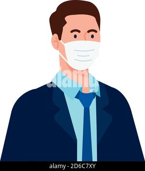 New normal of man with mask suit and bags at airport ector design Stock ...