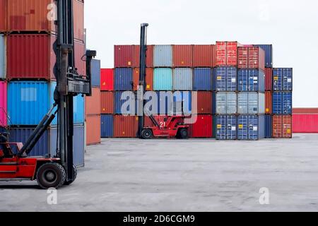 Mobile container handlers operating at the cargo terminal in the port ...