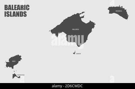 Balearic Islands, political map, Mallorca, Ibiza, Menorca and ...