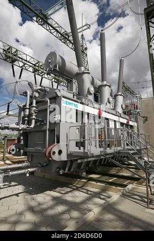 View on transformer on the site Stock Photo - Alamy