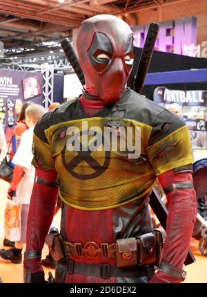 Deadpool cosplay at MCM Comic Con in London Stock Photo - Alamy