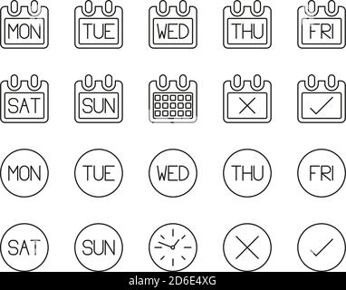 Days Of The Week Icons Black & White Sticker Set Big Stock Vector Image & Art - Alamy