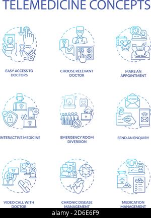 eHealth line icons collection. Telemedicine, Wearable, mHealth ...