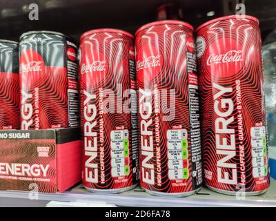 Monster energy drink on the shelves of a supermarket for sale in the UK ...