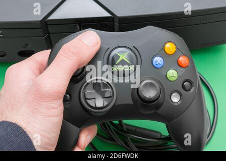 An Xbox controller being held on a white background Stock Photo - Alamy
