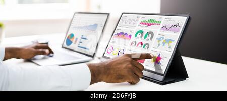 African American Business Data Analyst Woman Using Computer Stock Photo ...