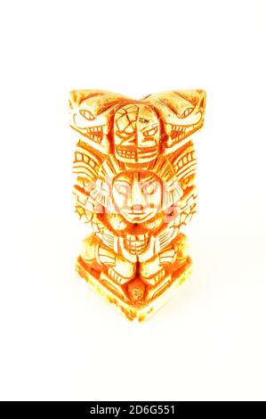 Close-up of vintage mayan statue Object on a White Background Stock ...