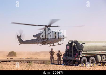 At Auxiliary Airfield 2, Yuma, Arizona, a UH-1Y Venom helicopter ...
