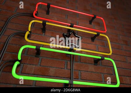 Green neon tubes background Stock Photo - Alamy