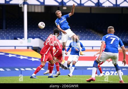 Dominic Calvert Lewin of Everton scores the first goal past Bernd Leno ...