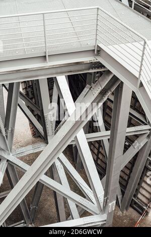 Steel frame joint detail of new building in construction set against ...