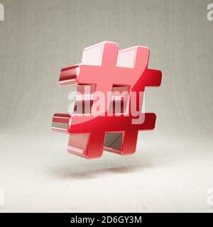 White hashtag symbol on light pink background. Social media metadata ...