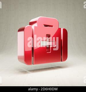 Medkit icon. Gold glossy Medkit symbol isolated on violet velvet ...