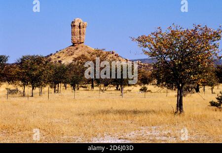 Mukurob Rock Formation known as Finger Of God in Namibia Africa Stock ...