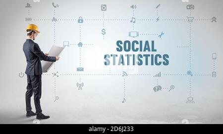 Engineer working on a new social media Stock Photo - Alamy