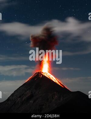 Smoke spitting volcano, Volcan de Fuego, Guatemala Stock Photo - Alamy