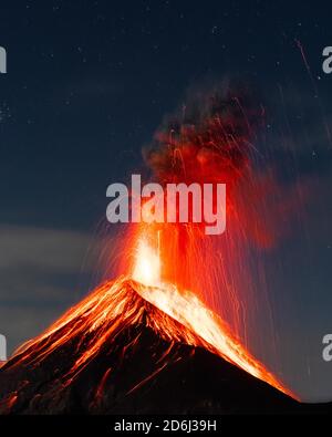 Smoke spitting volcano, Volcan de Fuego, Guatemala Stock Photo - Alamy