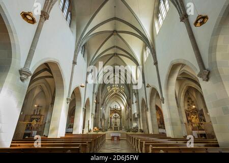Interior of the monastery church of the Archabbey of St. Martin of the ...