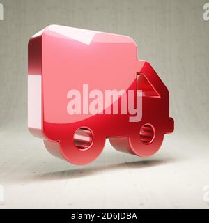 Truck icon isolated on glossy red round button abstract illustration ...