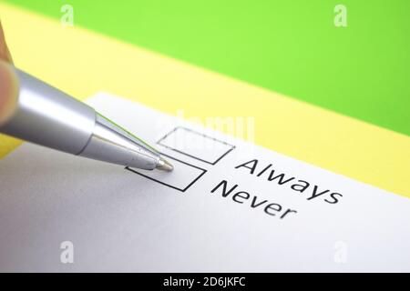 Always or Never? Always Stock Photo - Alamy