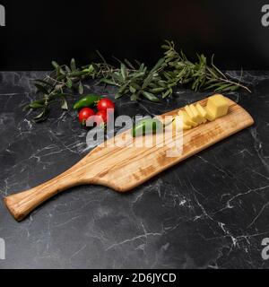 wooden cheese board hand crafted Stock Photo - Alamy