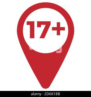 Red drop icon pointer with age limit 13 Stock Vector Image & Art - Alamy
