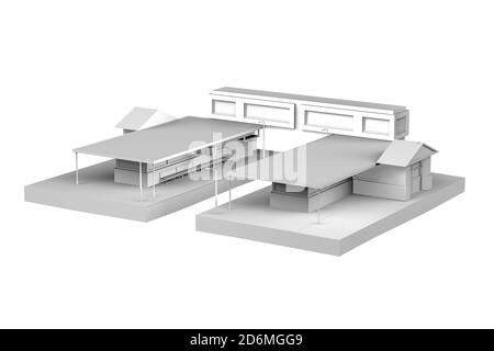 Train station mockup on white background with space for text - front ...