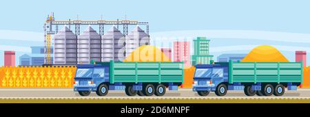 Construction of grain silo - vector illustration Stock Vector Image ...