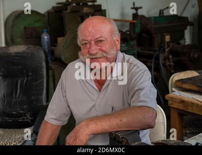 Silversmith in his workshop, Pano Lefkara, Cyprus Stock Photo - Alamy