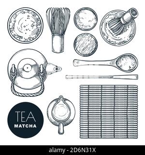 Sketch traditional Asian tea set. Vector illustration Stock Vector ...