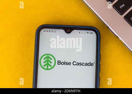 In this photo illustration, the Boise Cascade logo is seen displayed on ...