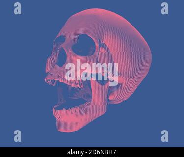 Engraving red skull illustration scream on black background Stock Photo ...