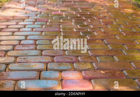pink paving slab after rain for background Stock Photo - Alamy