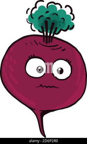 Scared beet, illustration, vector on white background Stock Vector ...