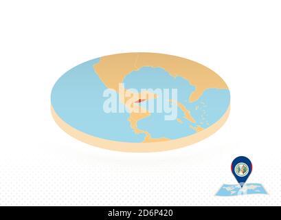 Belize map and flag in circle. Map of Belize, Belize flag pin. Map of ...