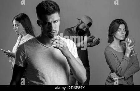 Addictive group including alcohol cigarettes and drugs. Stop smoking ...