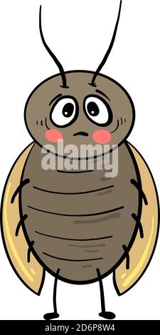 Sad brown cockroach vector illustration on white background Stock ...