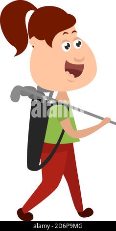 Cartoon golfer man on the golf course illustration. Cartoon smiling ...