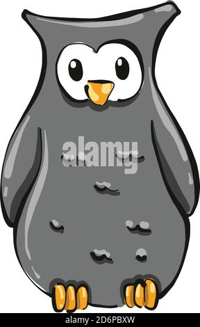Vector cartoon gray owl isolated on white background Stock Vector Image ...